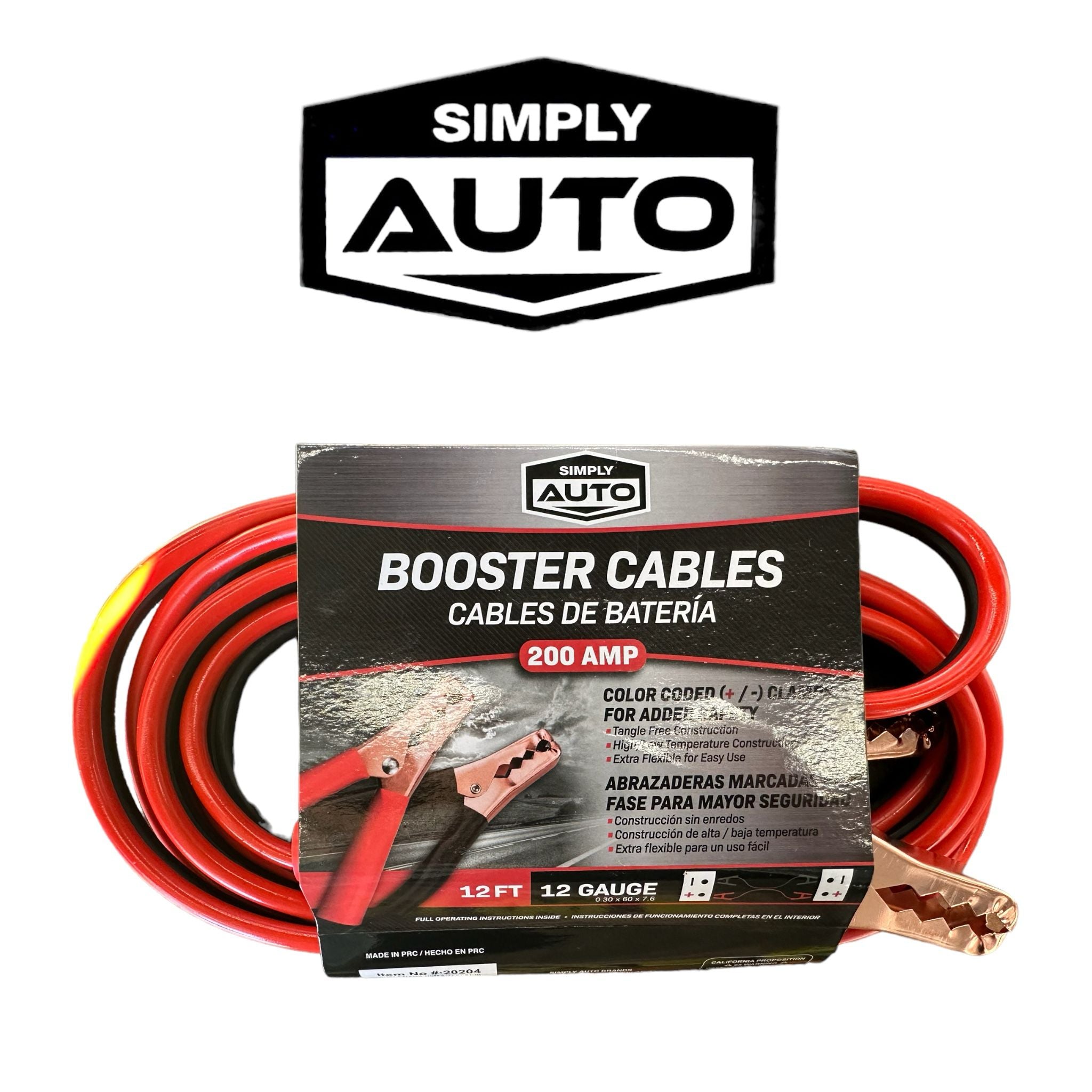 Simply Auto 200 amp 12ft 11G Booster Cables -1 ct | SoCAL Distro LLC