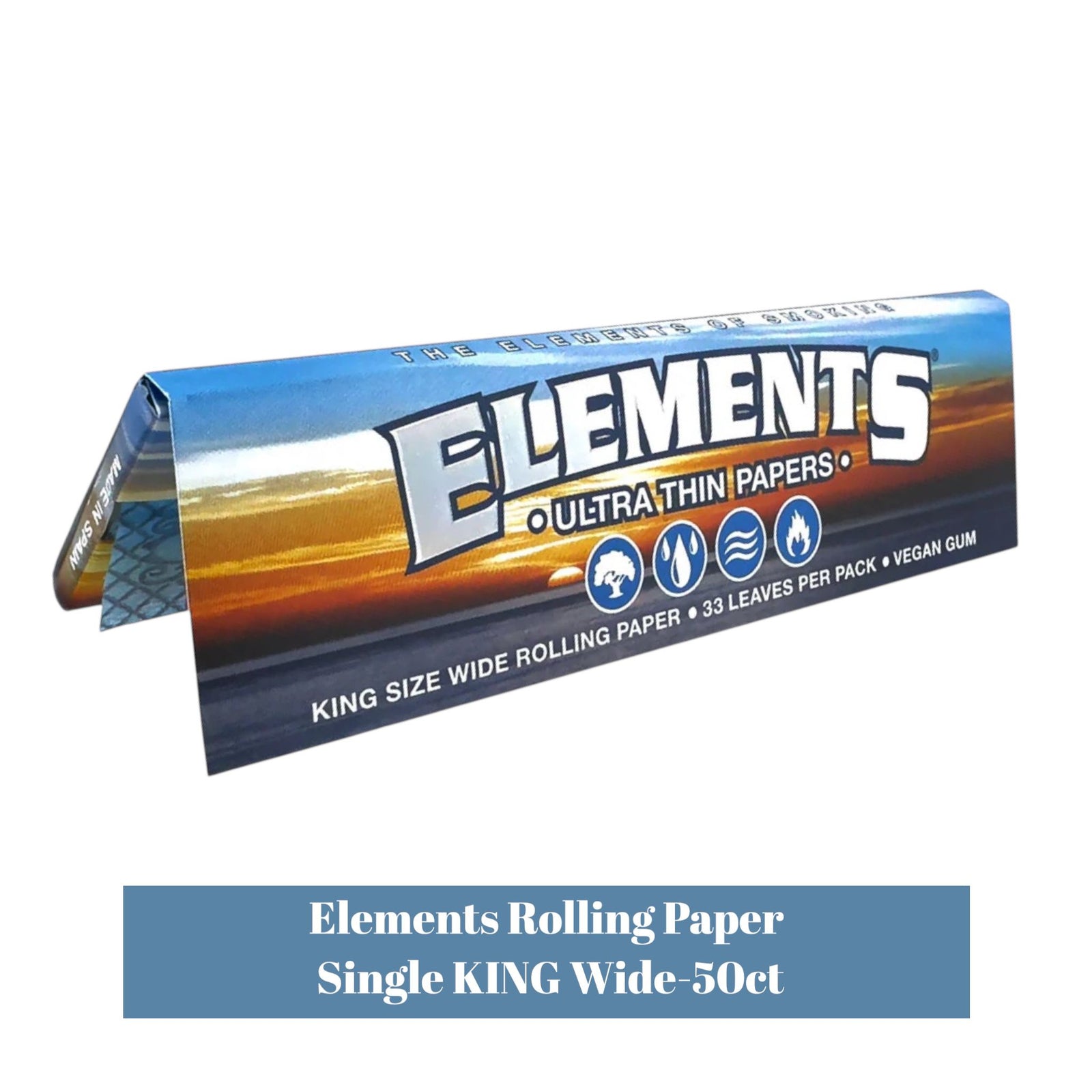 Elements Rolling Paper Single KING Wide-50ct | SoCAL Distro LLC