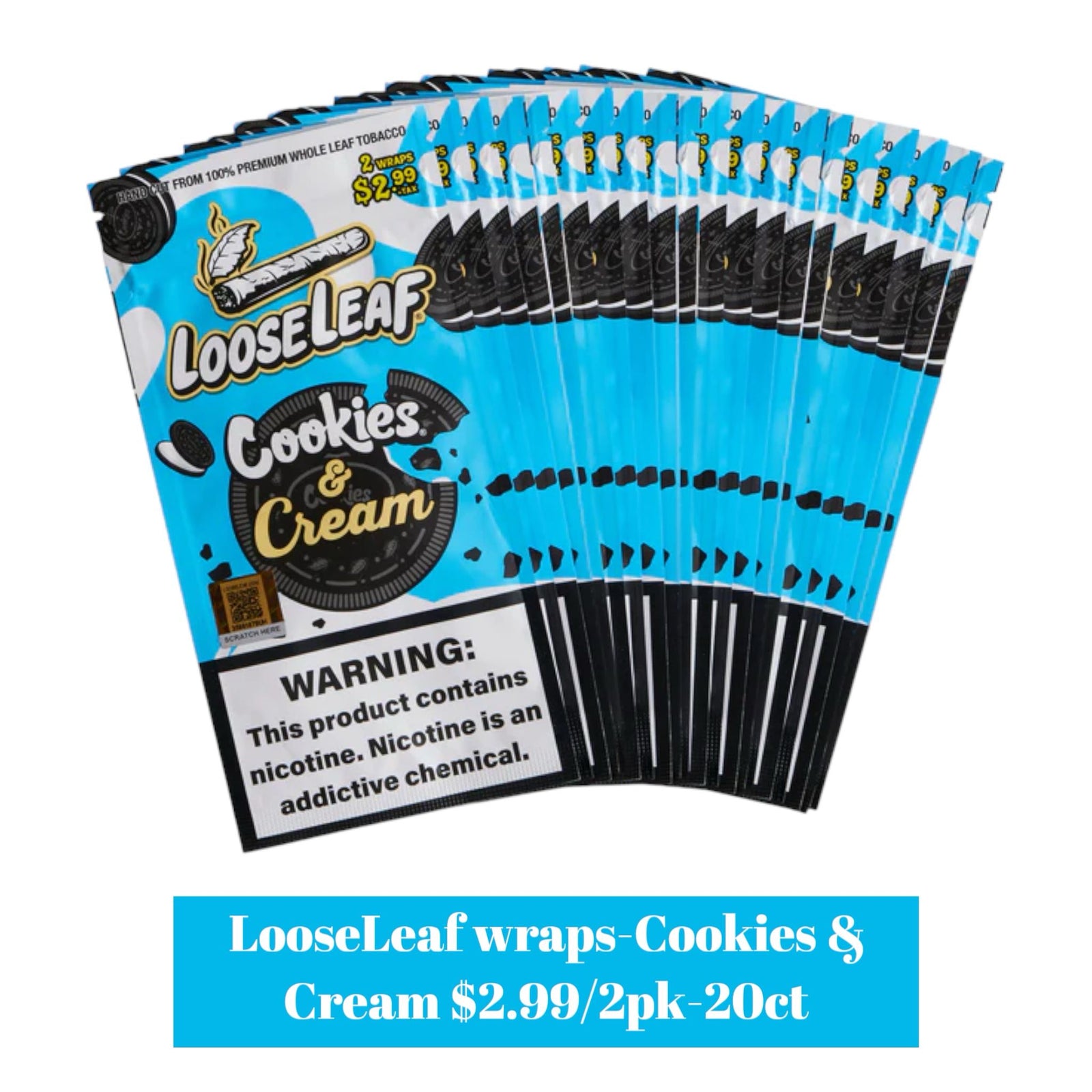 LooseLeaf wraps-Cookies & Cream $2.99/2pk-20 | SoCAL Distro LLC