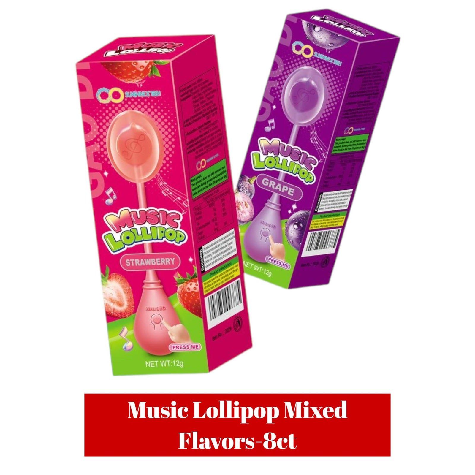 Music Lollipop Mixed Flavors Candy - 8ct Display | SoCAL Distro LLC