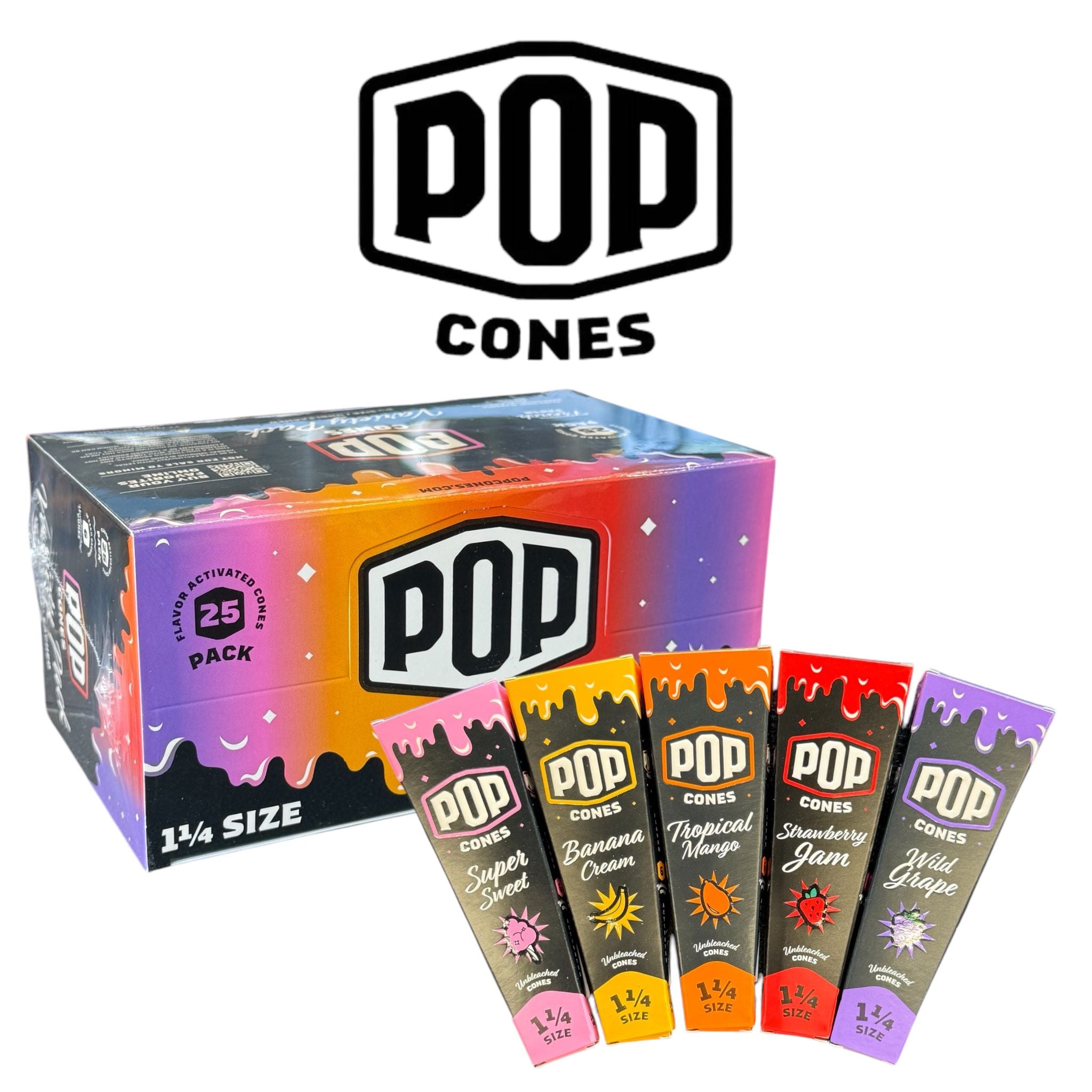 POP Cones Unbleached 1 1/4 VP 6pk-25ct | SoCAL Distro LLC