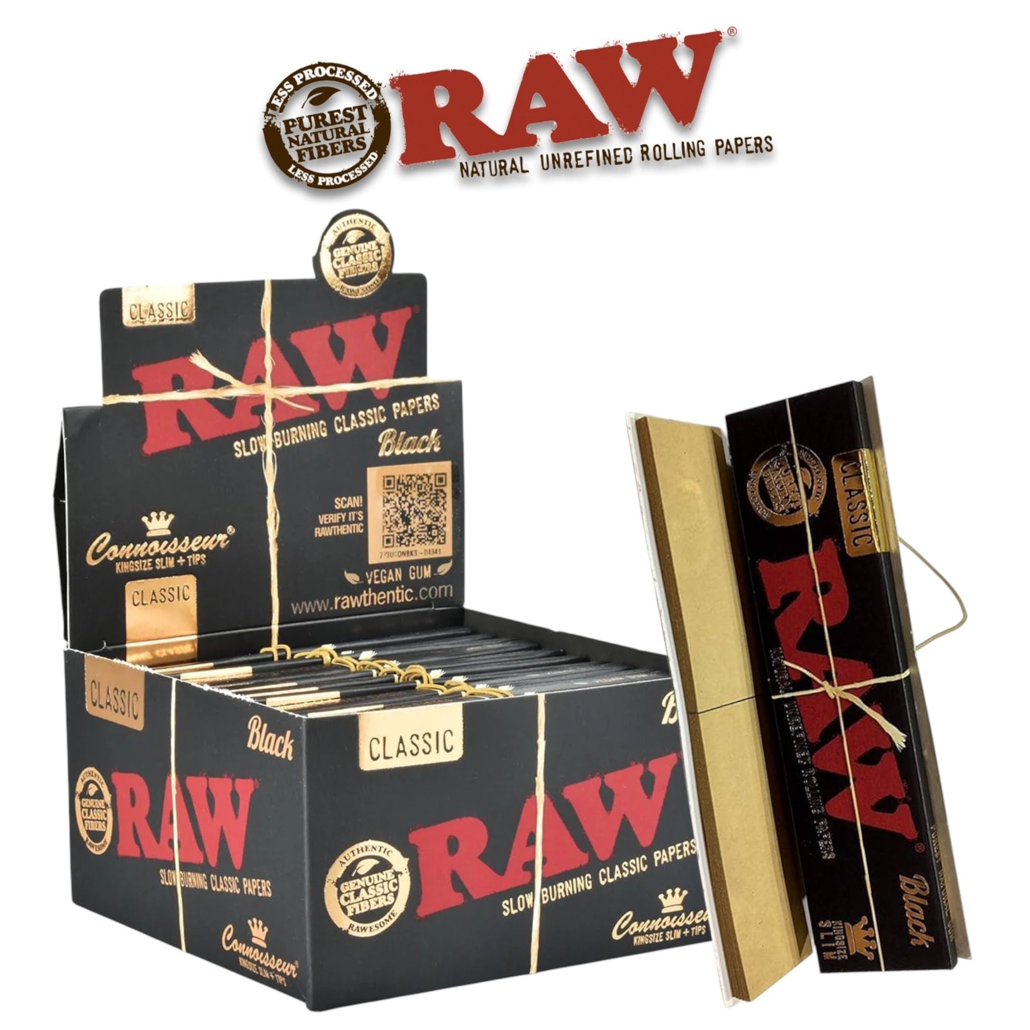 Raw Black Classic Connoisseur KING + TIPS-24ct | SoCAL Distro LLC