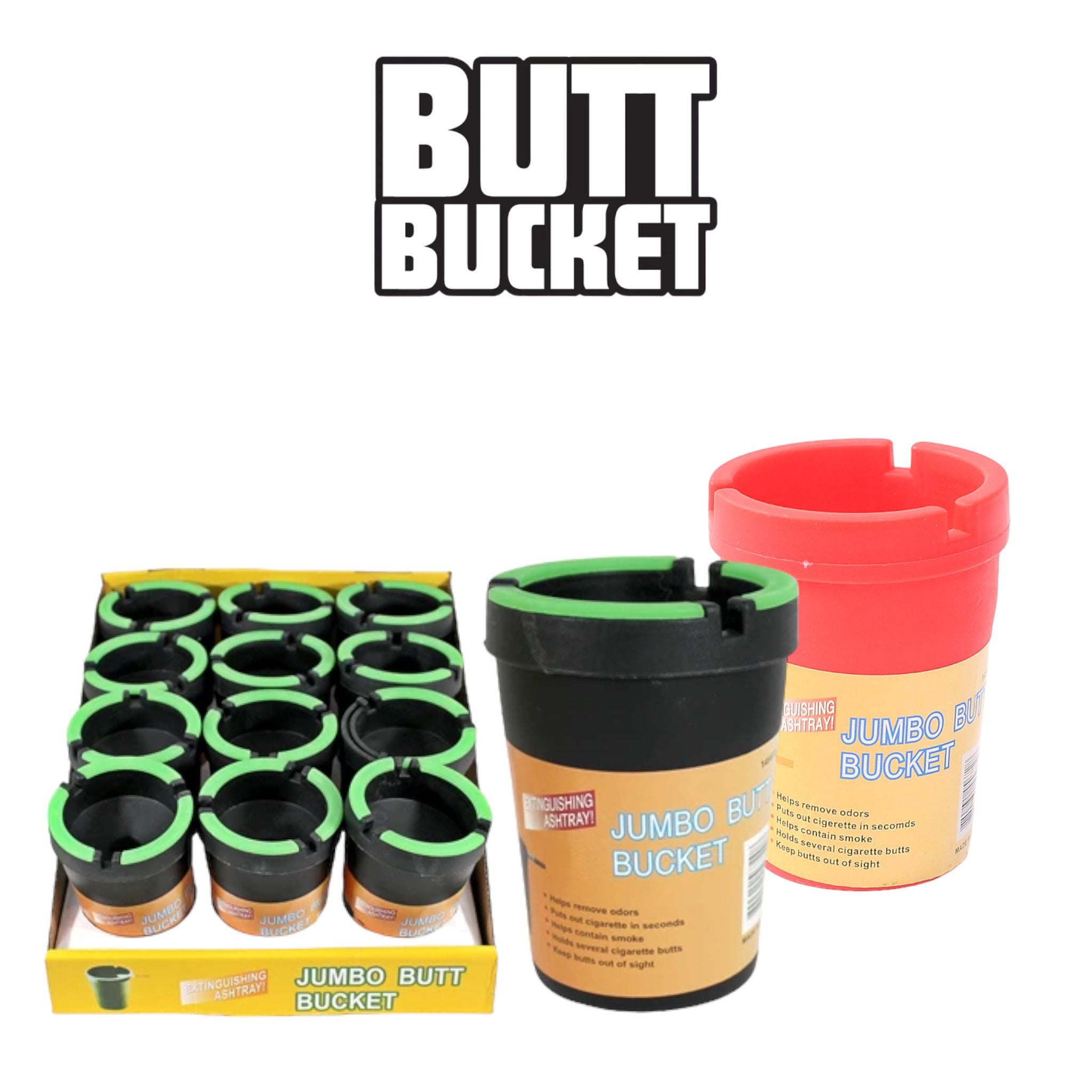Butt Bucket Ashtray-Black 12ct | SoCAL Distro LLC