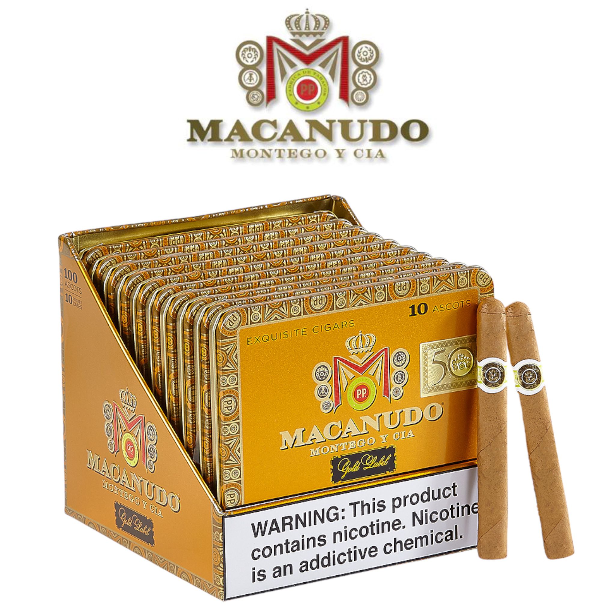 Macanudo Ascotts Tin Gold Label 10pk- 10ct | SoCAL Distro LLC