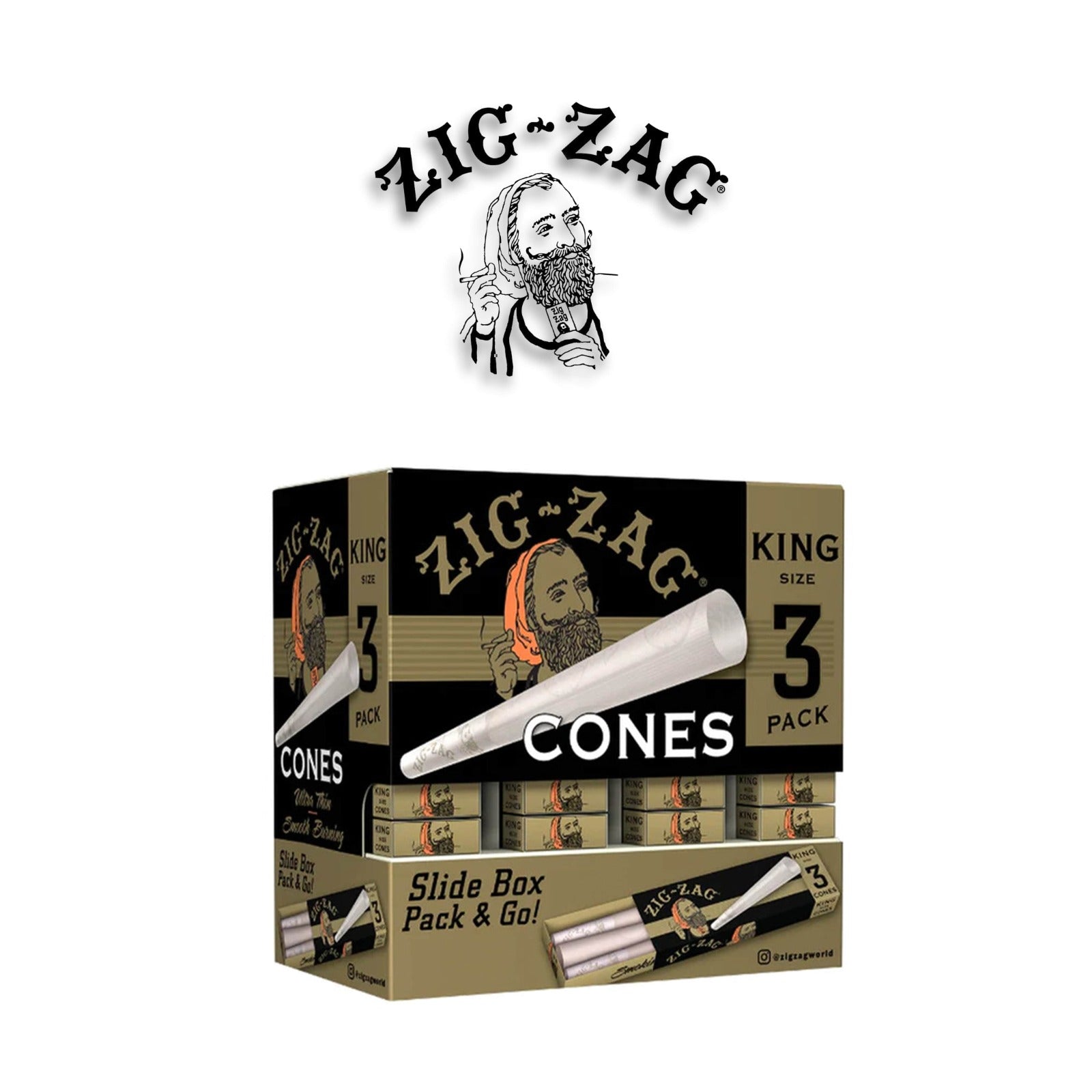 Zig Zag Cone Ultra Thin King 3pk-24ct | SoCAL Distro LLC