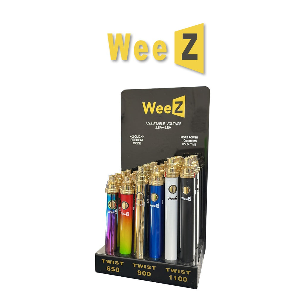 Weez Twist Adjustable Voltage Mix Battery Display- 24ct | SoCAL Distro LLC